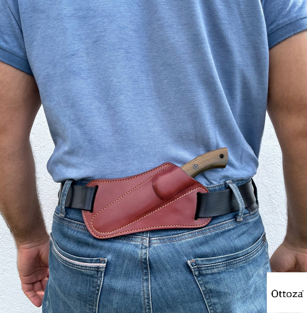 Ottoza CROSS DRAW Leather Knife Sheath RIGHT Hand Knife Sheath No:330