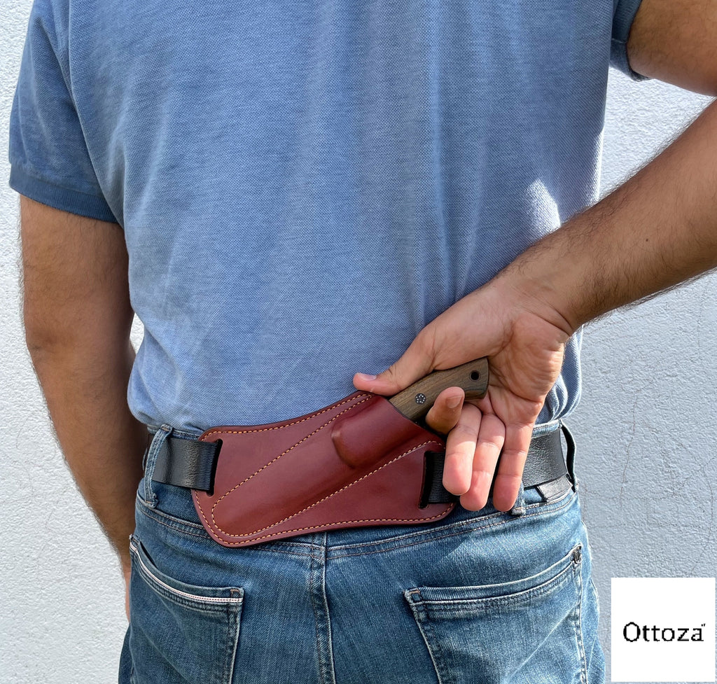 Ottoza CROSS DRAW Leather Knife Sheath RIGHT Hand Knife Sheath No:330